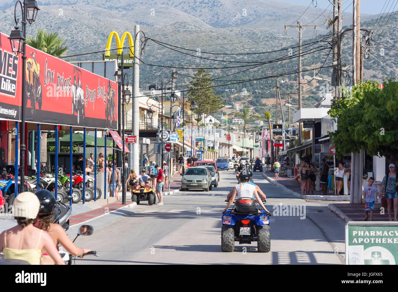 Resort centre, Dimokratias Street, Malia, Heraklion Region, Crete ...