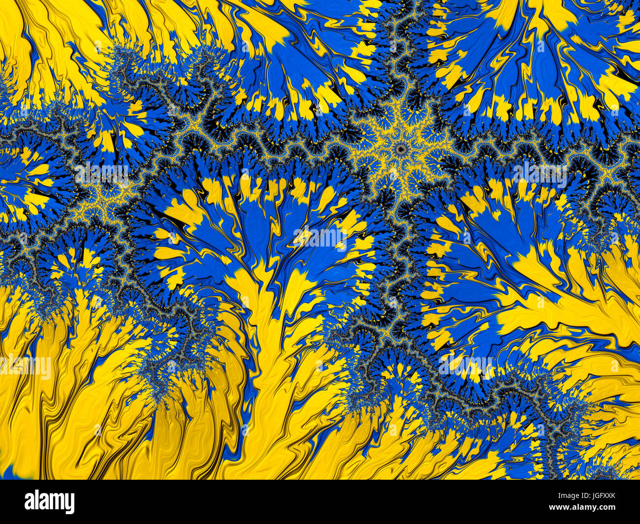 Blue and yellow flower fractal pattern Stock Photo - Alamy
