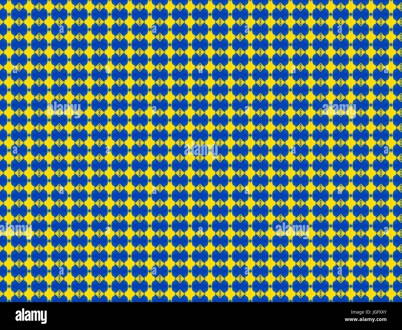 Blue and Yellow small square and diamond pattern Stock Photo - Alamy