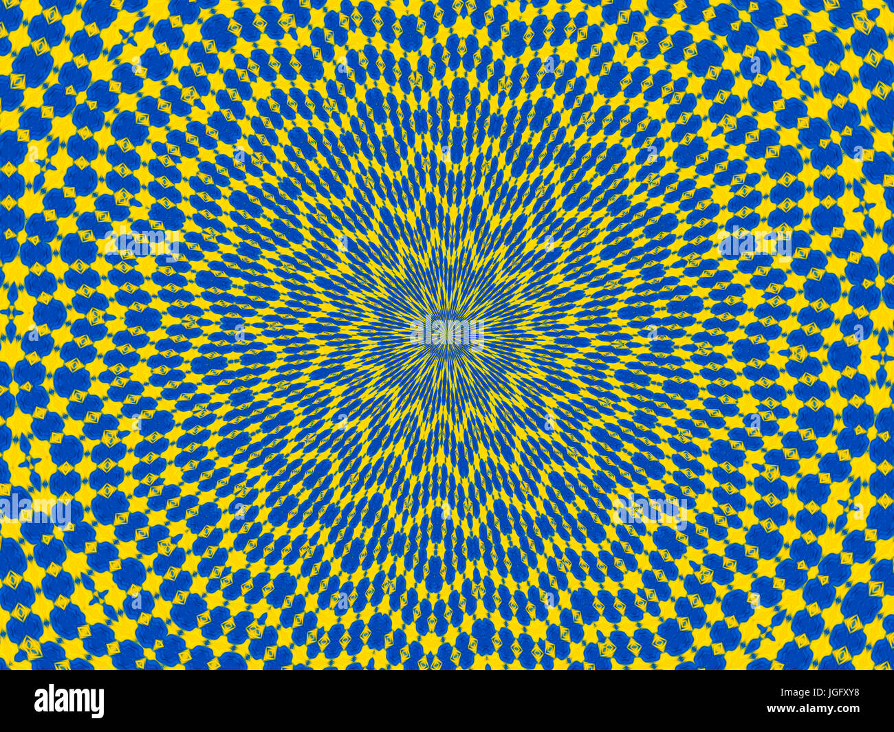 Blue and Yellow Star Kaleidoscope Pattern Stock Photo - Alamy