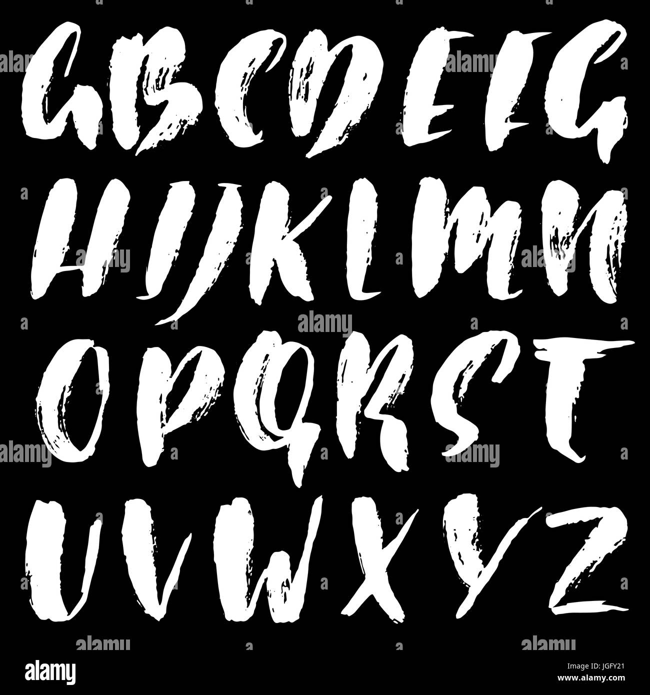 Hand drawn dry brush font. Modern brush lettering. Grunge style ...