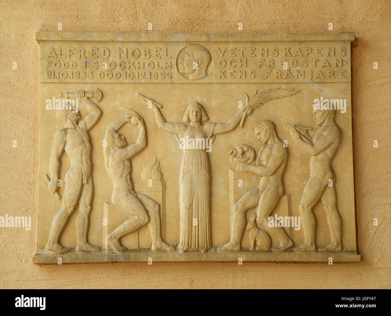 Memorial Plague for Alfred Noble, the Benefactor of the Nobel Prize, at ...