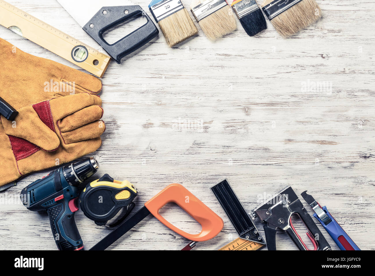 Instruments on wooden table Stock Photo - Alamy