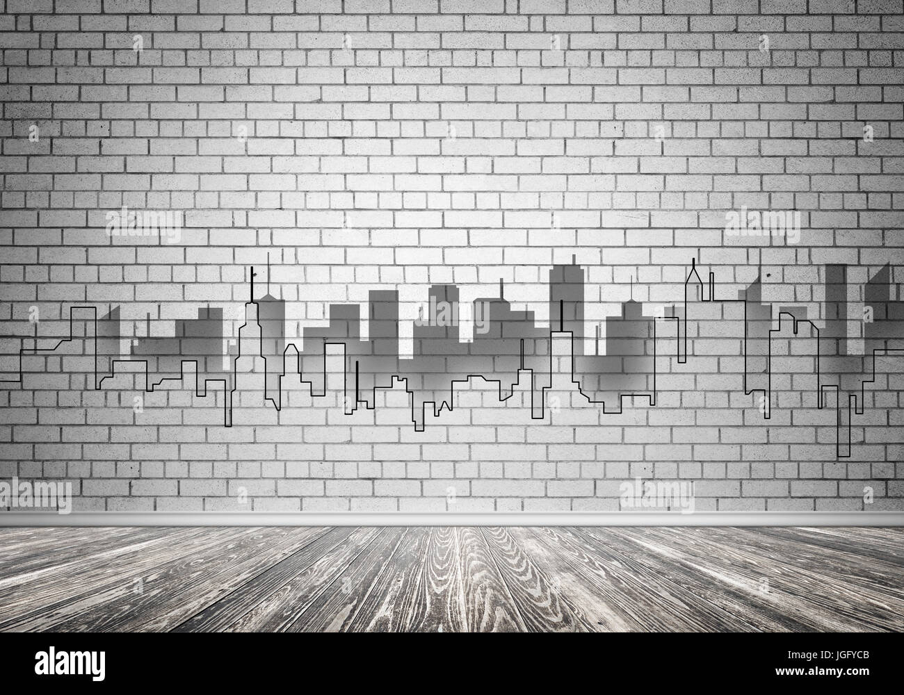 City design on wall Stock Photo - Alamy