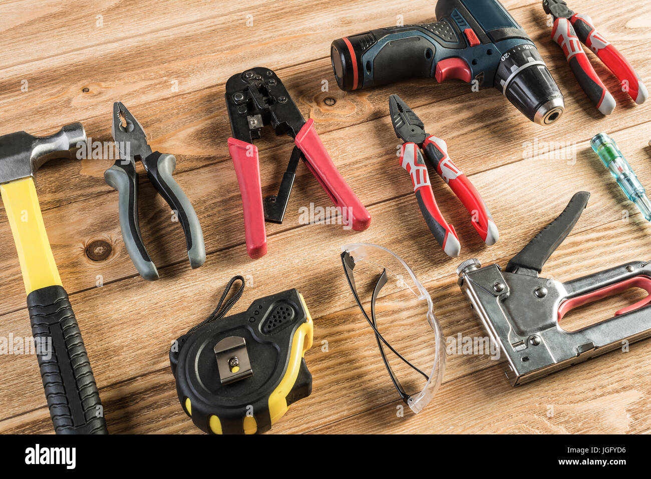 Instruments on wooden table Stock Photo - Alamy