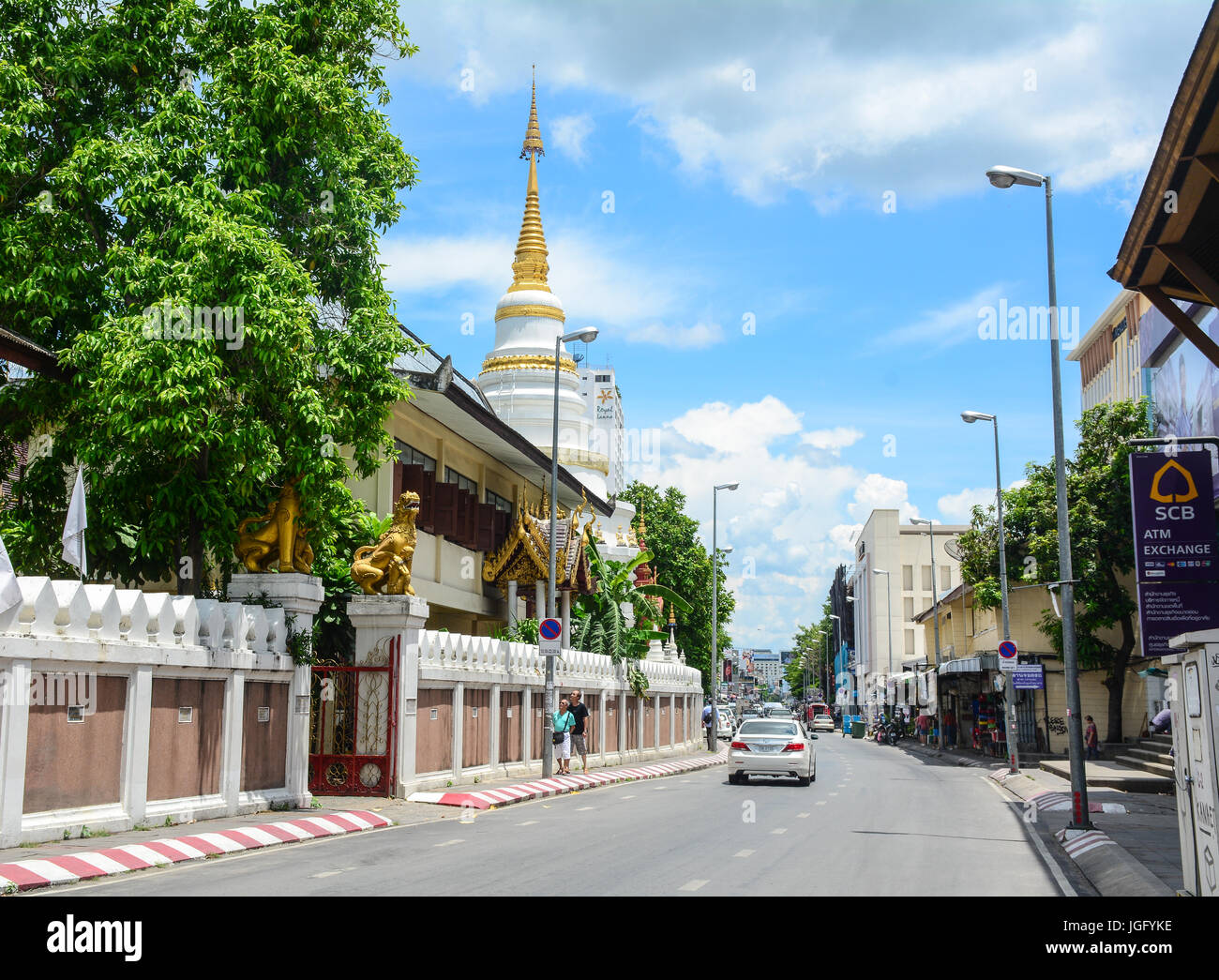 Chiang Mai, Thailand - Jun 22, 2016. Main street at downtown in Chiang ...