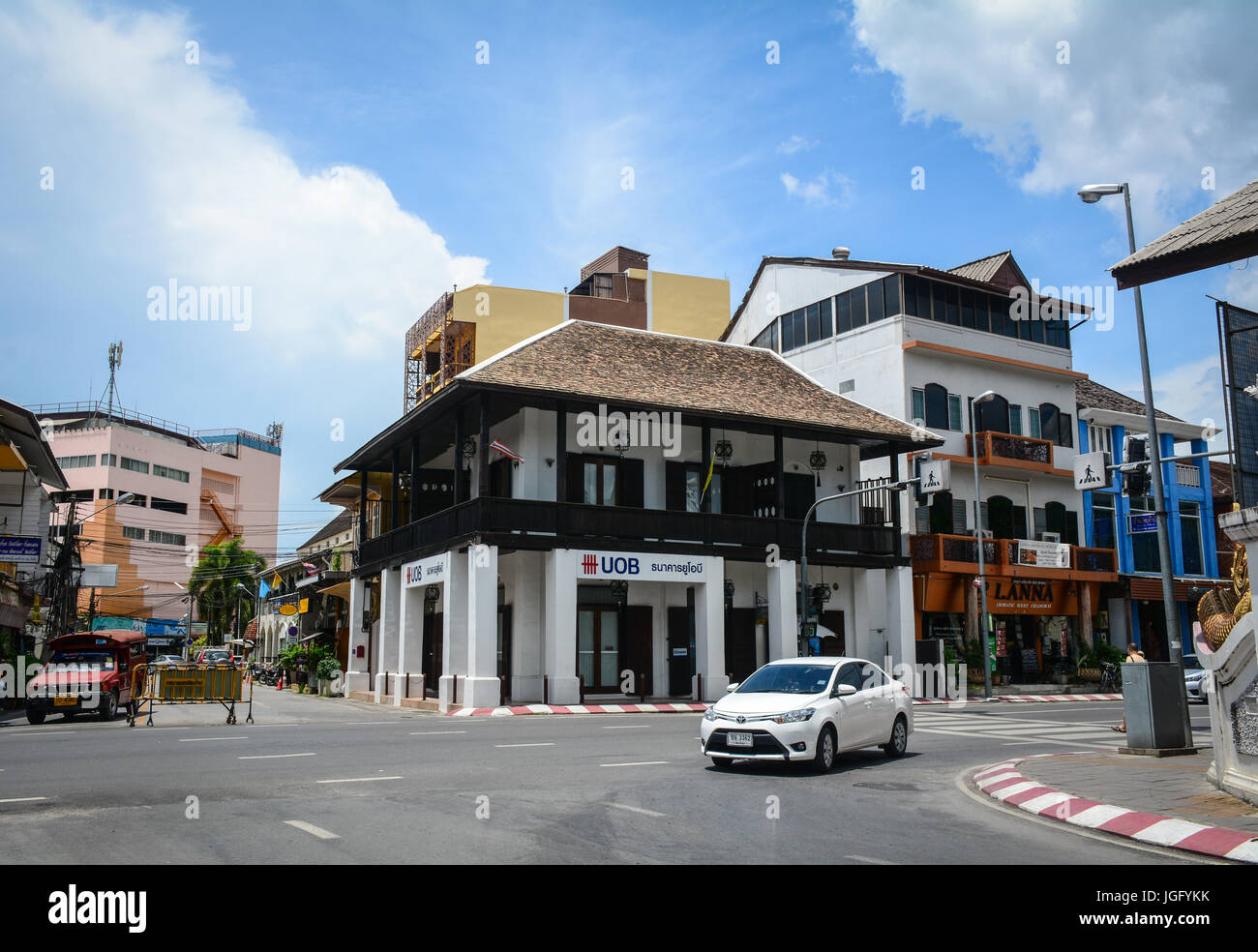 Chiang Mai, Thailand - Jun 22, 2016. Downtown street in Chiang Mai ...