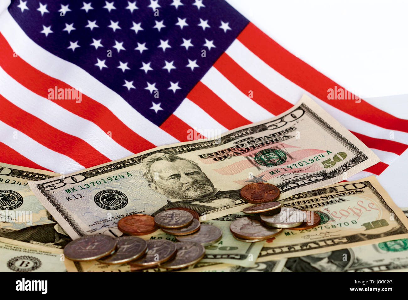 American money and flag Stock Photo - Alamy