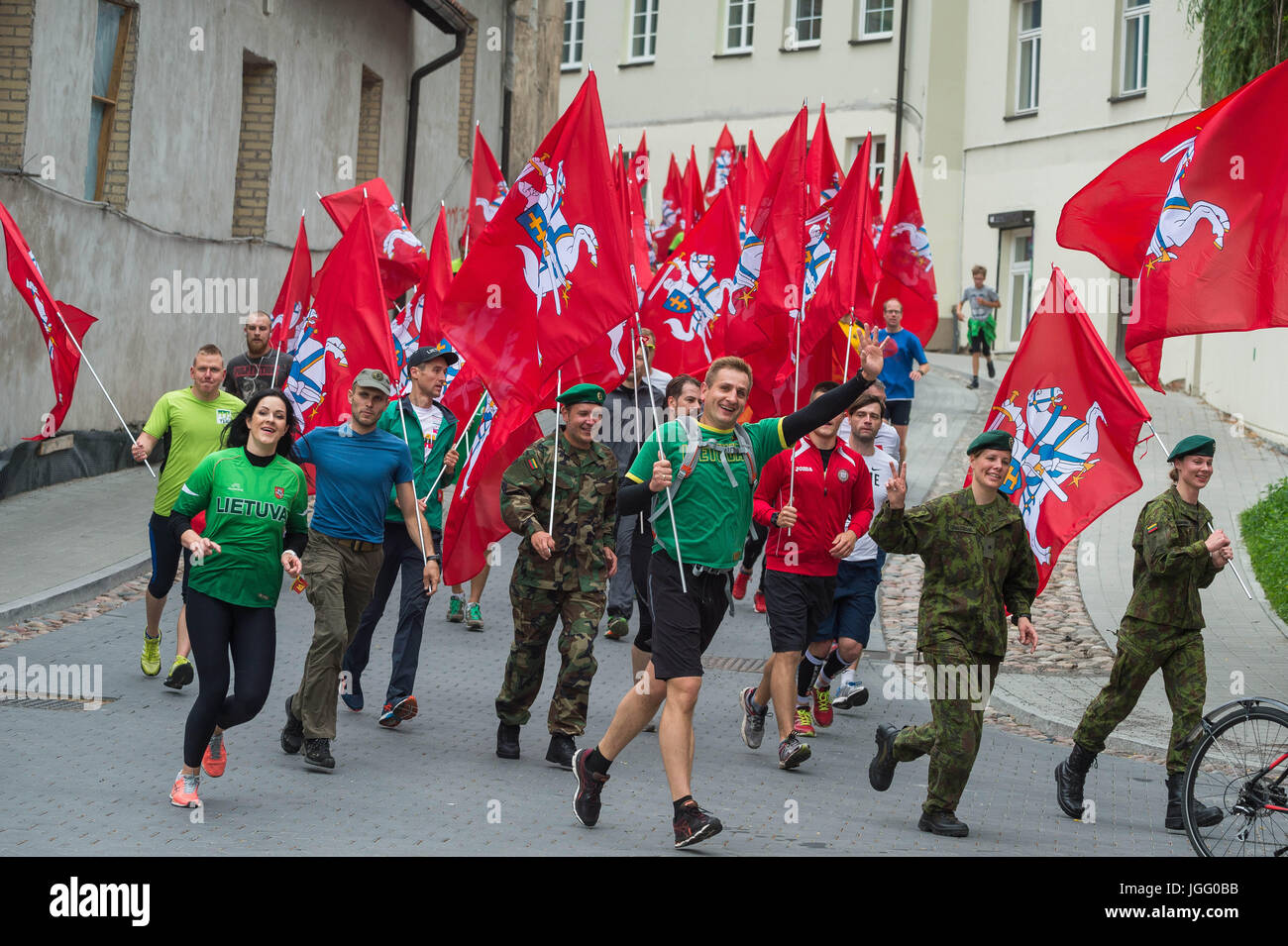 Vilnius, Lithuania. 6th July, 2017. People run to celebrate the ...
