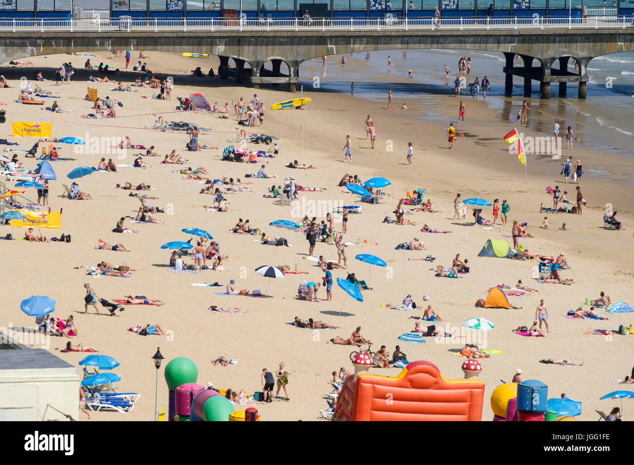 Bournemouth, UK. 6th July, 2017. The beach at Bournemouth as ...