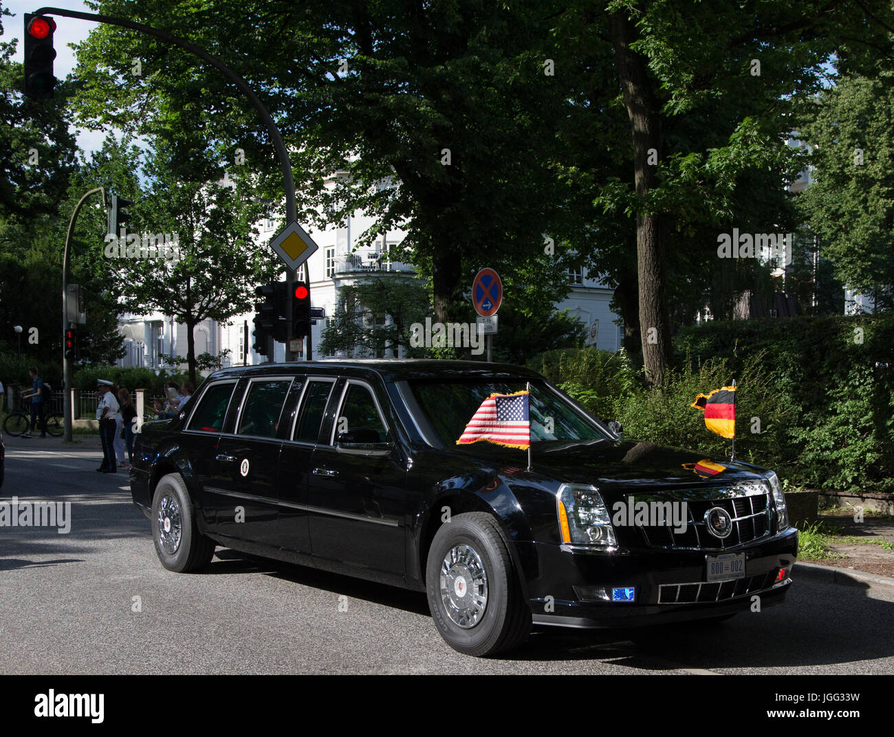 Hamburg, Germany. 06th July, 2017. The armoured vehicle carrying US ...