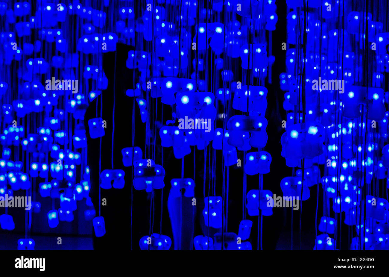 Sao Paulo, Brazil. 6th Jul, 2017. A visitor looks at 'Bion', a piece by ...