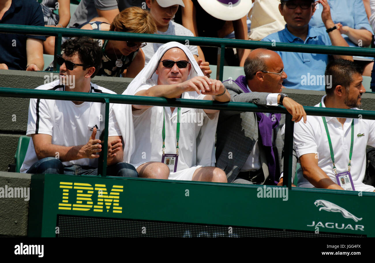 ANDRE AGASSI, NOVAK DJOKOVIC COACH, THE WIMBLEDON CHAMPIONSHIPS 2017 ...