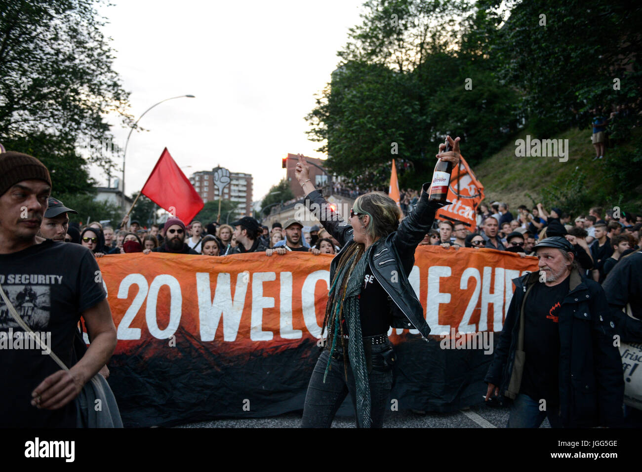 Hamburg, Germany. 6th July, 2017. GERMANY, Hamburg, protest rally ...