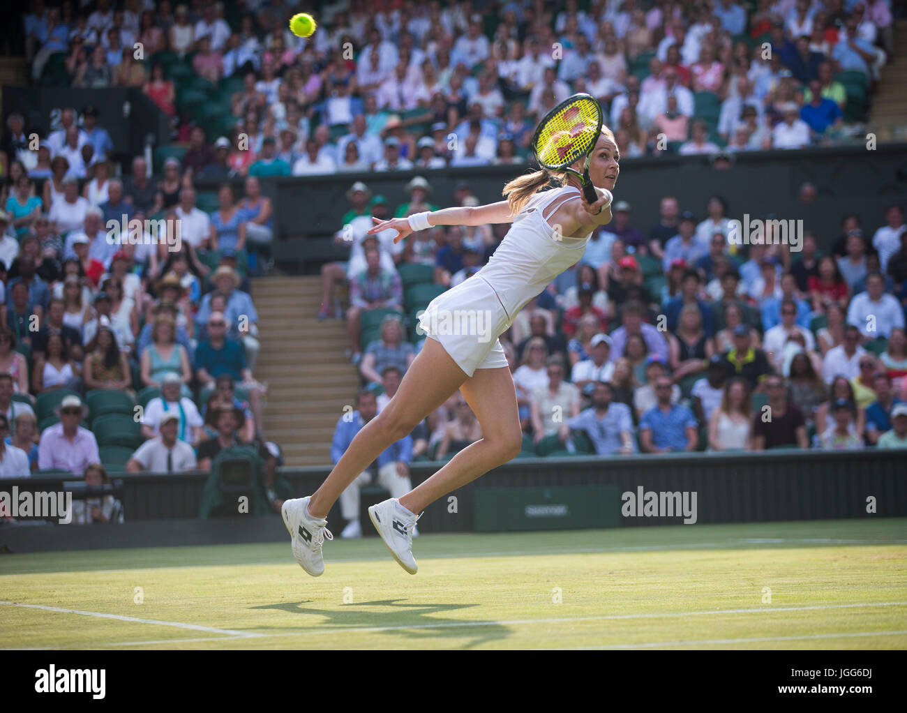 London, Britain. 6th July, 2017. Magdalena Rybarikova of Slovakia hits ...
