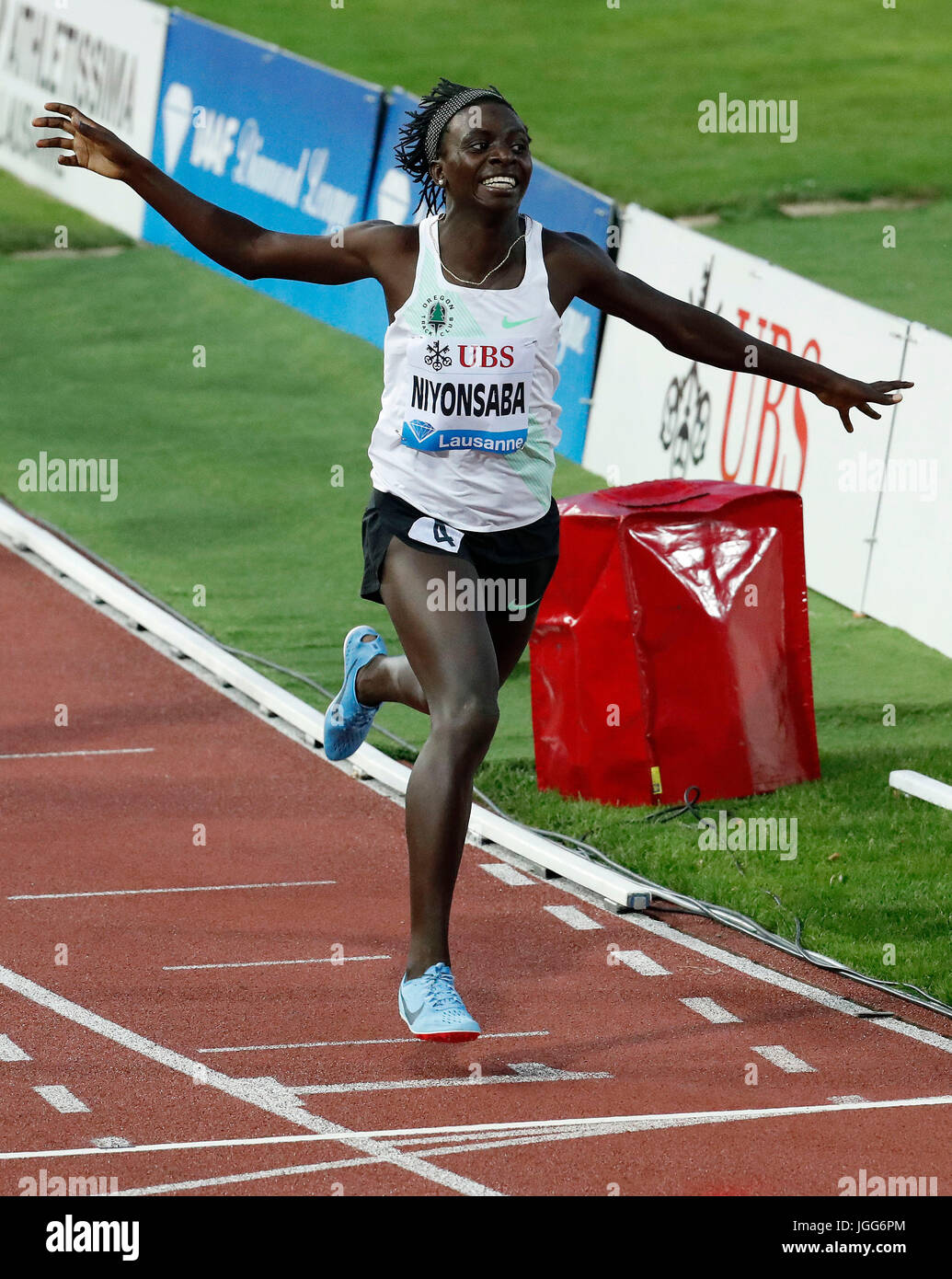 Lausanne, Switzerland. 6th July, 2017. Francine Niyonsaba of Burundi ...
