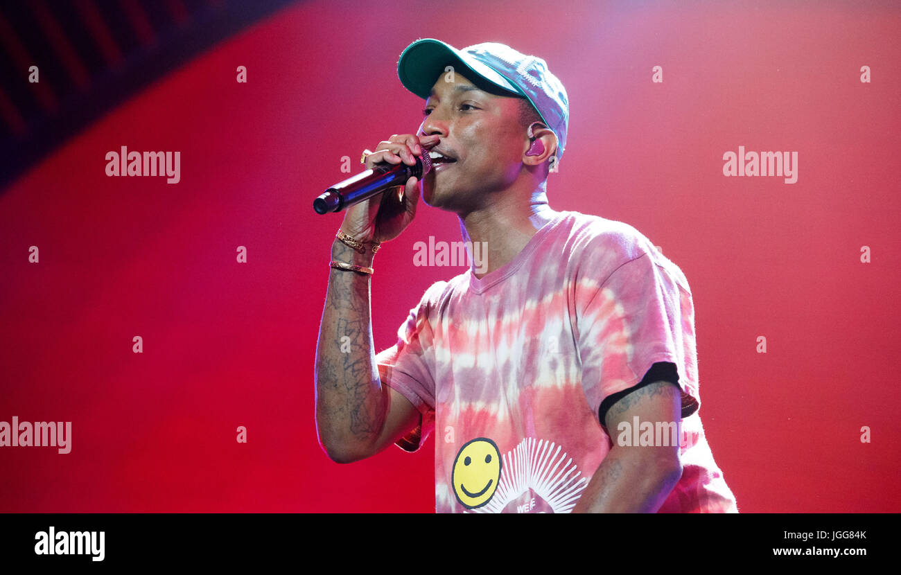 Hamburg, Germany. 6th July, 2017. Pharrell Williams performs at the ...