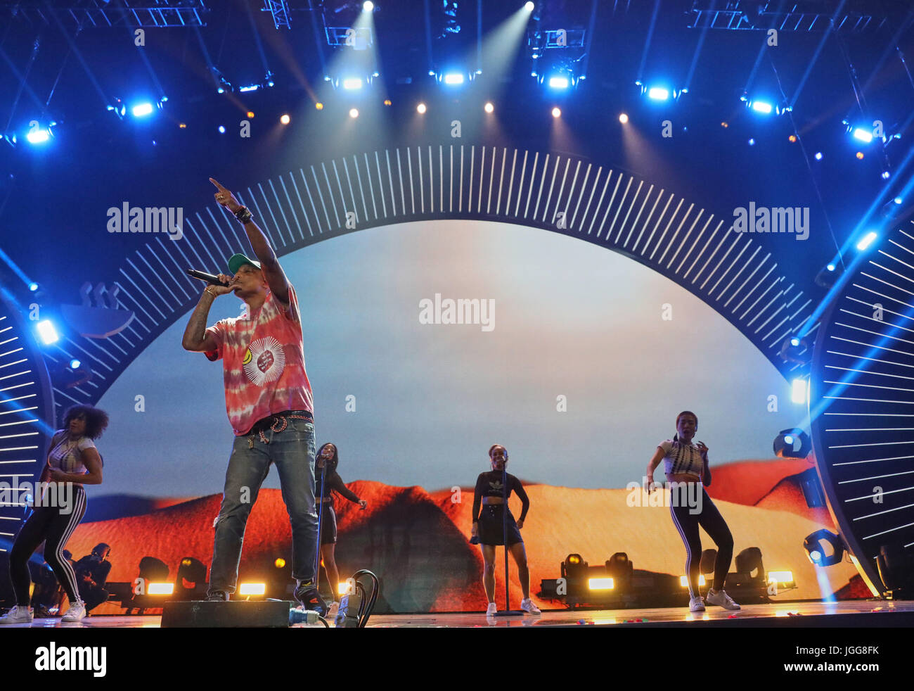 Hamburg, Germany. 6th July, 2017. Pharrell Williams performs at the ...