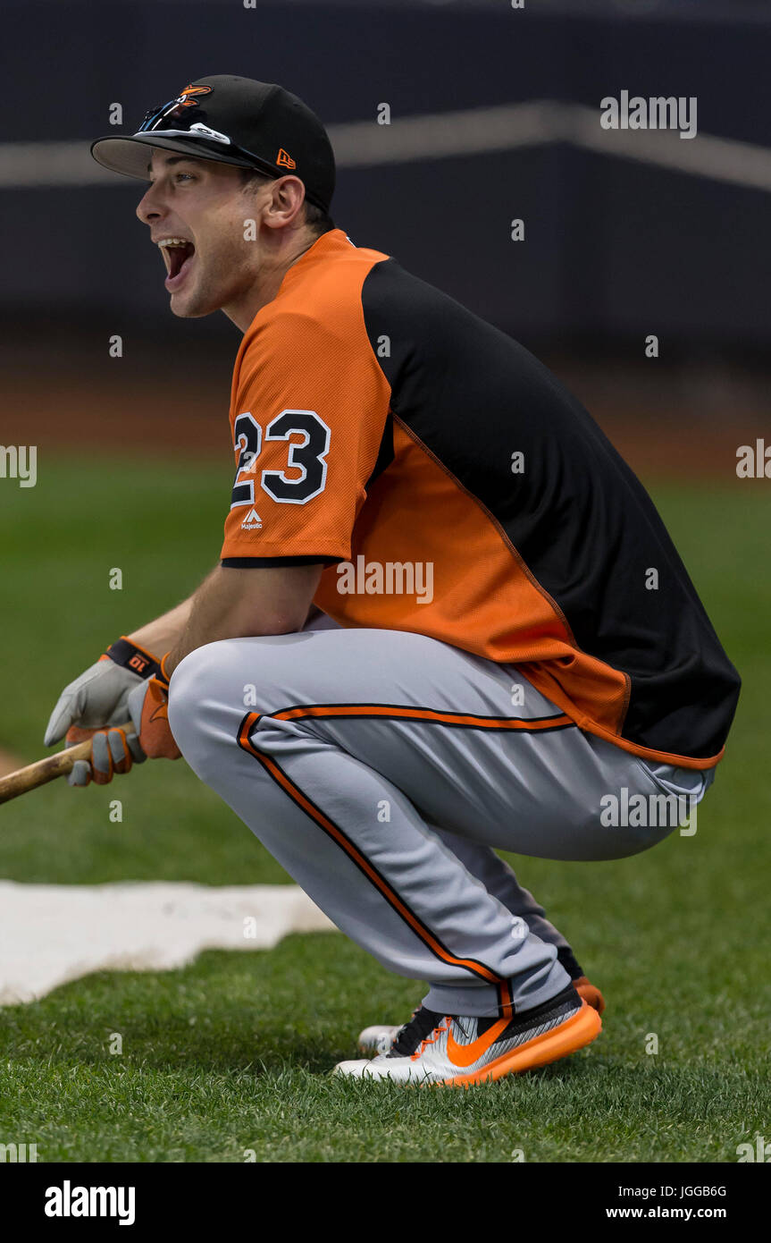 July 05, 2017: Baltimore Orioles left fielder Joey Rickard #23 before ...