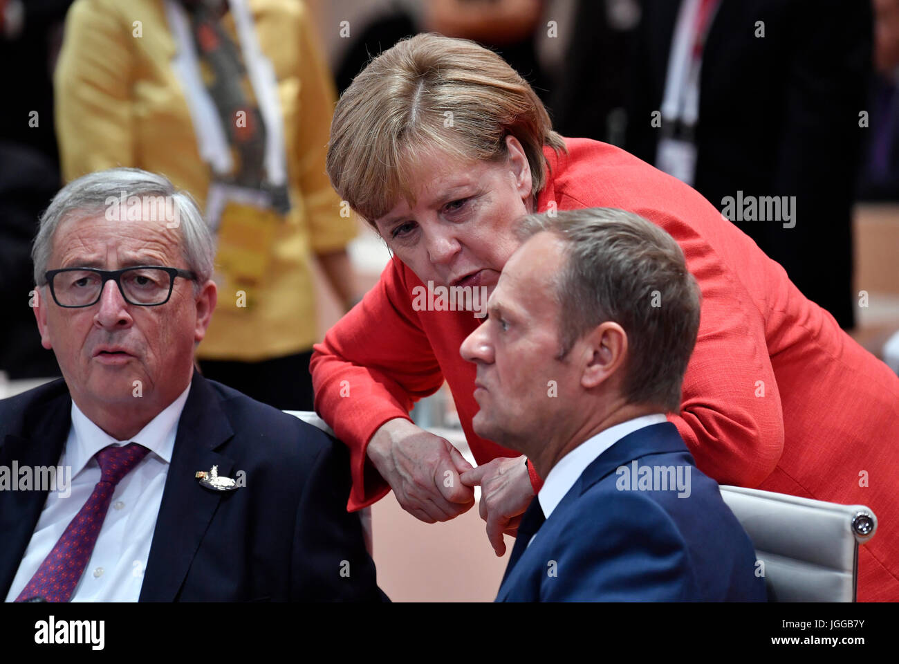 Hamburg, Germany. 7th July, 2017. L-R: President of the EU commission ...