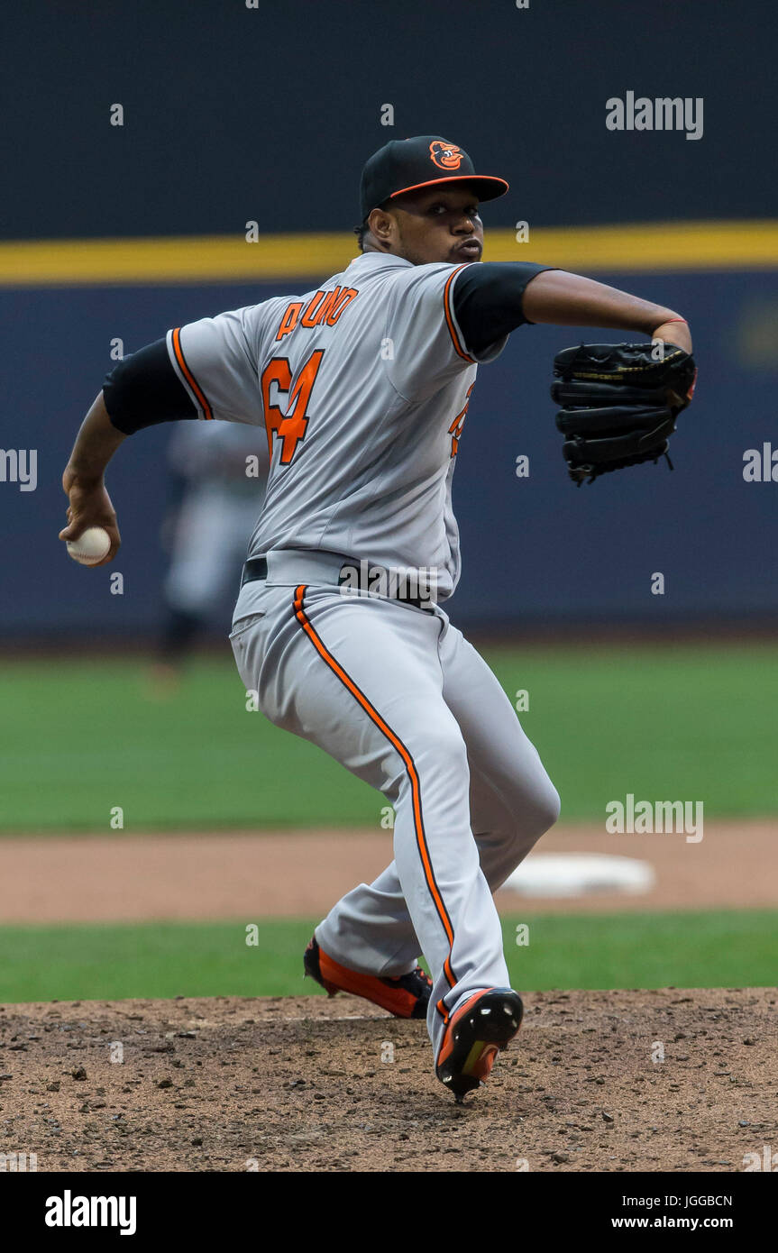 July 05, 2017: Baltimore Orioles relief pitcher Jayson Aquino #64 ...