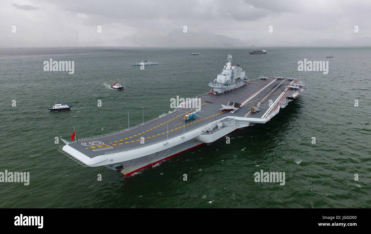 Hong Kong. 7th Jul, 2017. Chinese aircraft carrier Liaoning is berthed ...