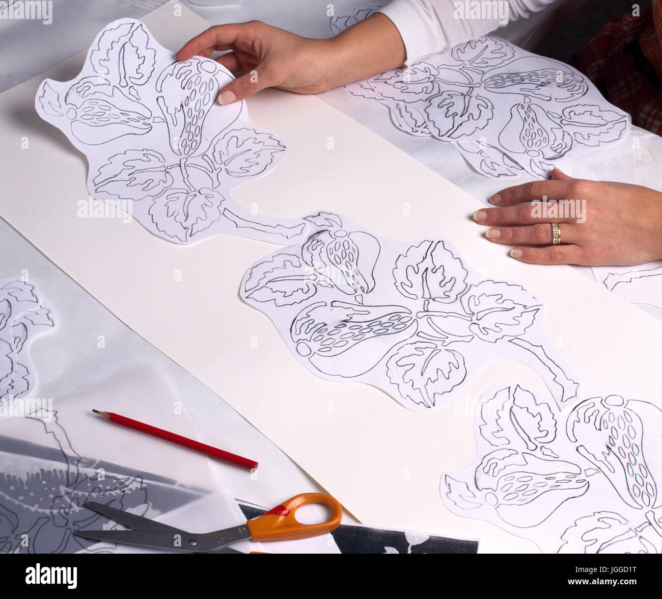 step x step transfering stencil design Stock Photo - Alamy