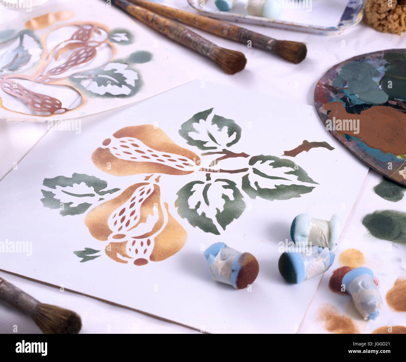 step x step transfering stencil design Stock Photo - Alamy