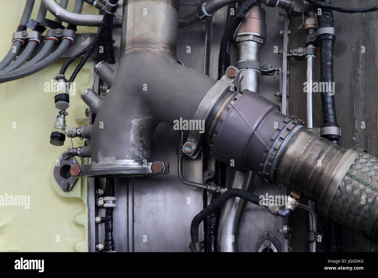 The fuel line on the body of a modern aircraft engine Stock Photo - Alamy