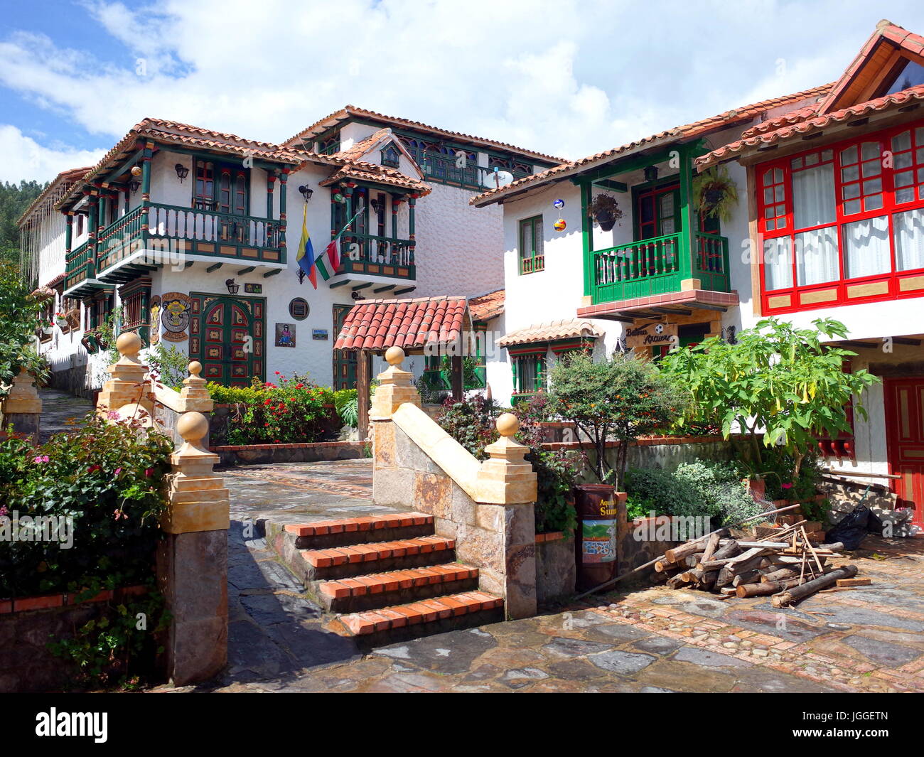 18TH JUNE 2017, DUITAMA, COLOMBIA - A pretty street in Pueblito ...