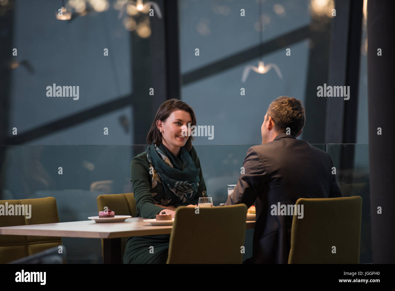 Couple celebrate Valentine's day with romantic dinner in restaurant ...