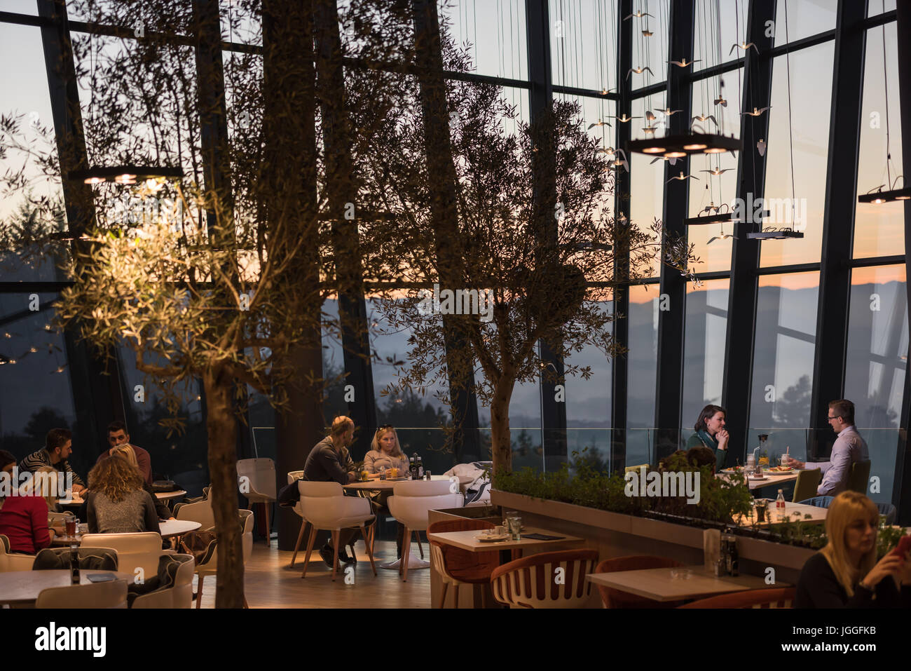 Couple celebrate Valentine's day with romantic dinner in restaurant ...