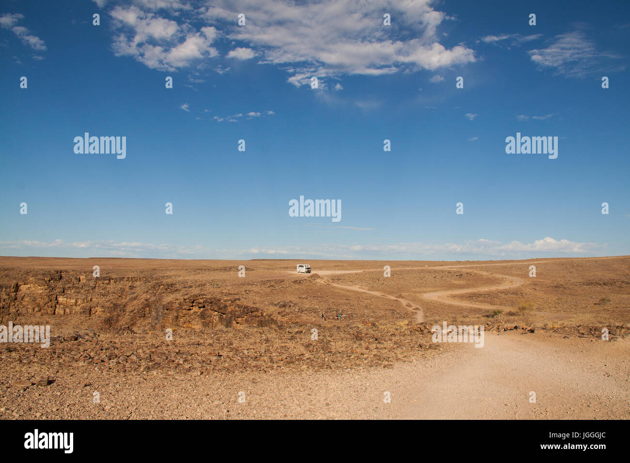 Lonely Tourist Bus in Desert, Namibia Stock Photo - Alamy