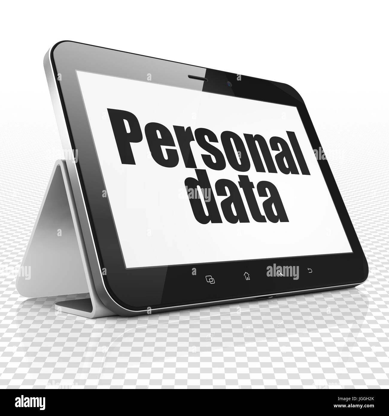 Information concept: Tablet Computer with Personal Data on display ...