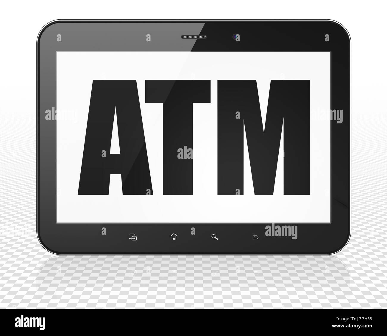 Currency concept: Tablet Pc Computer with ATM on display Stock Photo ...