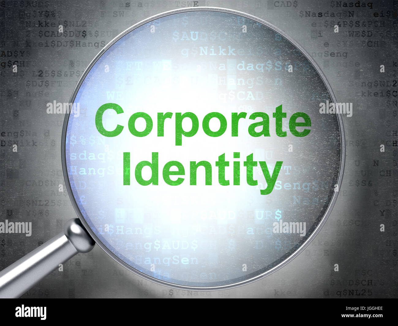 Business concept: Corporate Identity with optical glass Stock Photo - Alamy