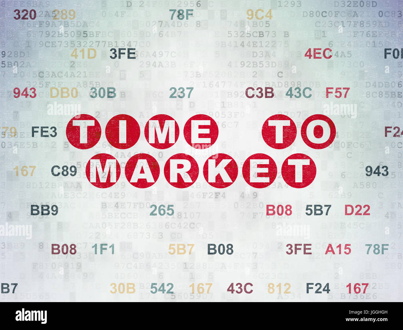 Time concept: Time to Market on Digital Data Paper background Stock ...