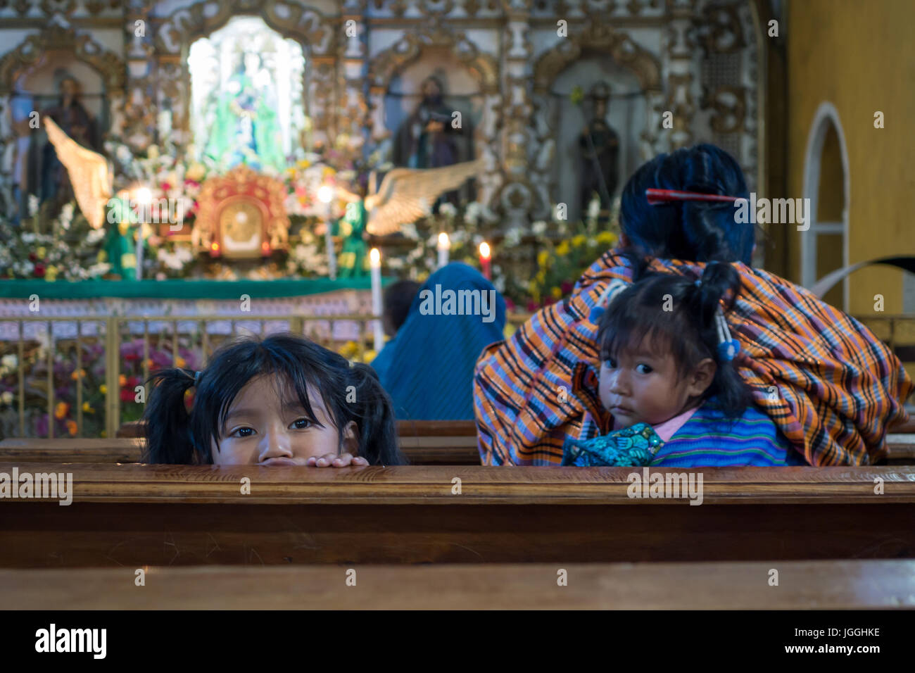 Mayan kids inside a church in Guatemala Stock Photo - Alamy