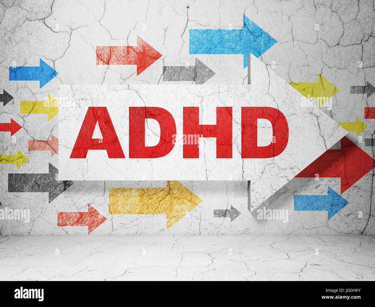 Health concept: arrow with ADHD on grunge wall background Stock Photo ...