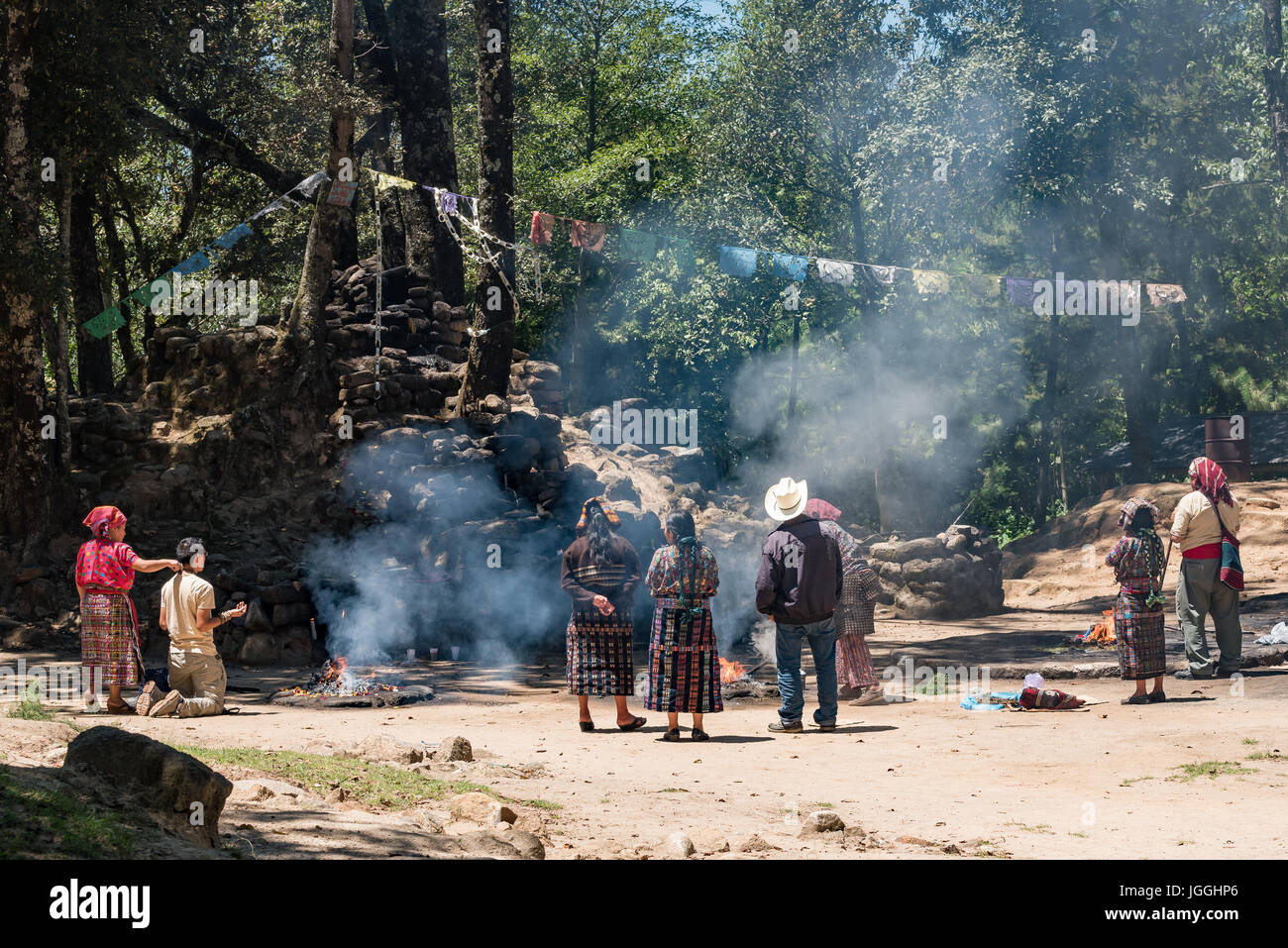 A Family Performing a Mayan religious ceremony in Guatemala Stock Photo ...