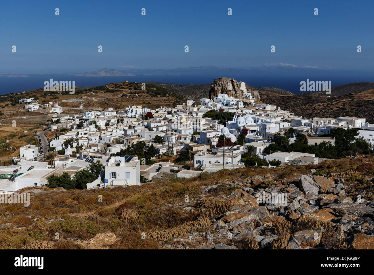 Amorgos Chora view Stock Photo - Alamy