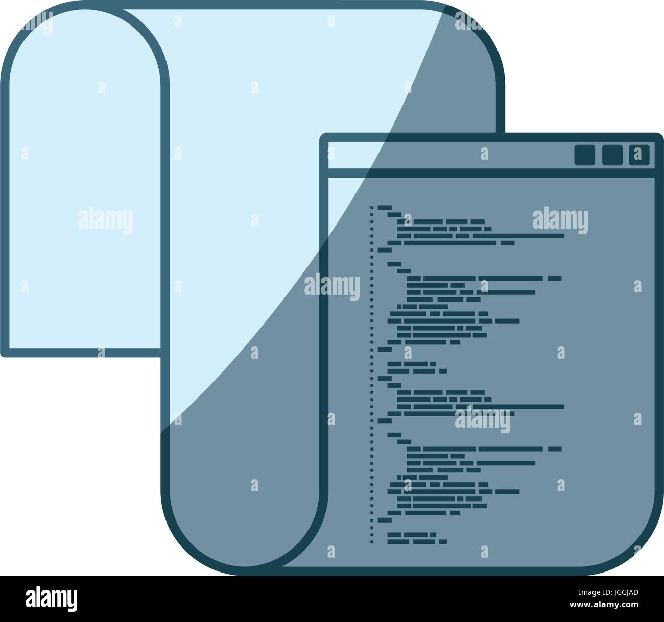 Blue Shading Silhouette Of Programming Window With Long Script Code Stock Vector Image And Art Alamy