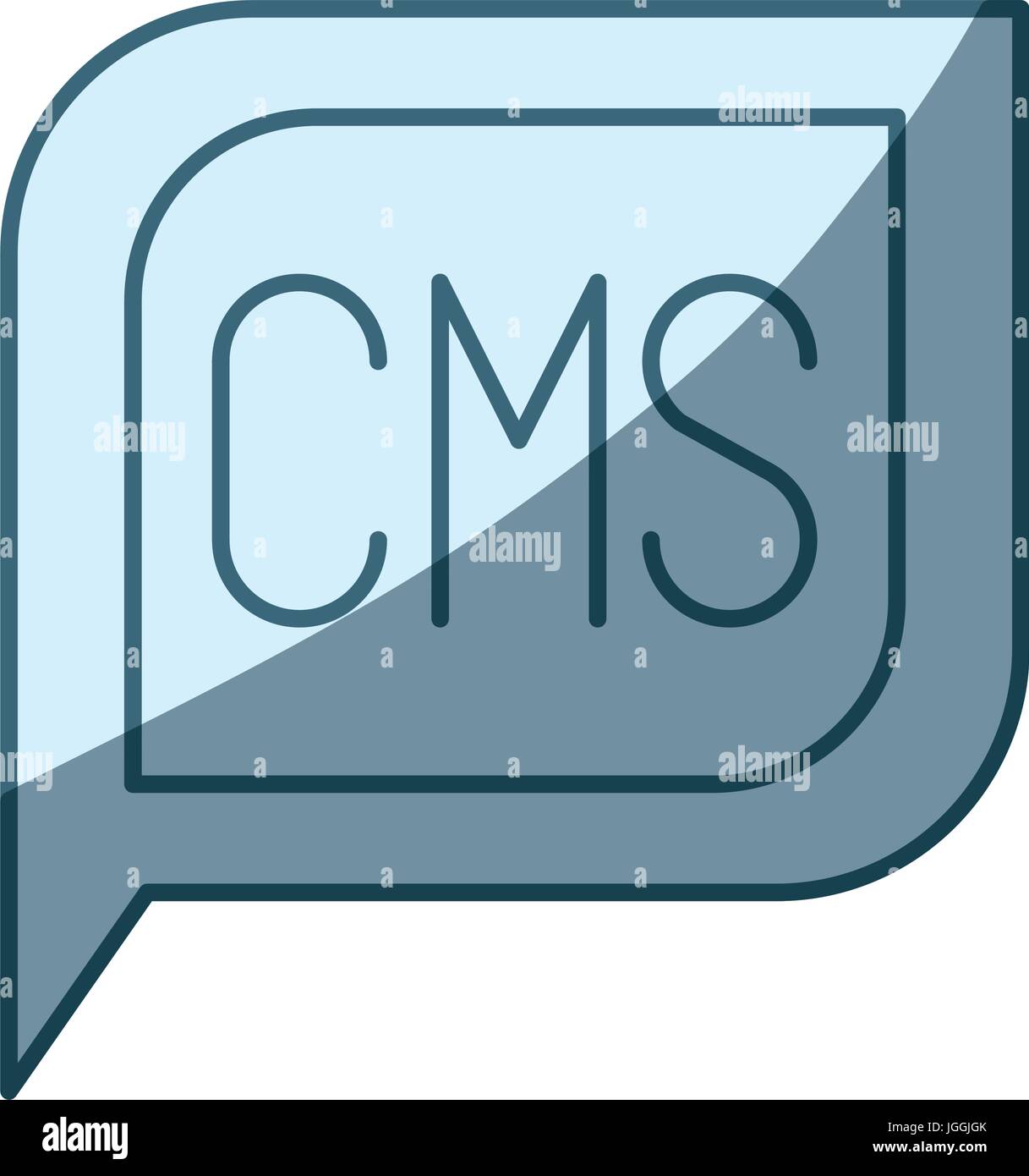 blue shading silhouette dialogue square with tail with cms symbol Stock ...