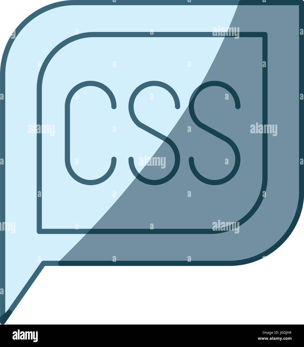 blue shading silhouette dialogue square with tail with css symbol Stock ...