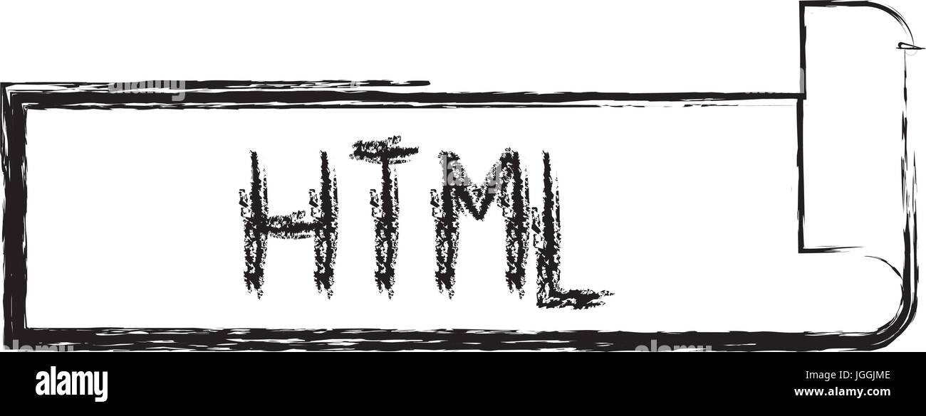 monochrome blurred silhouette label text of html Stock Vector Image ...