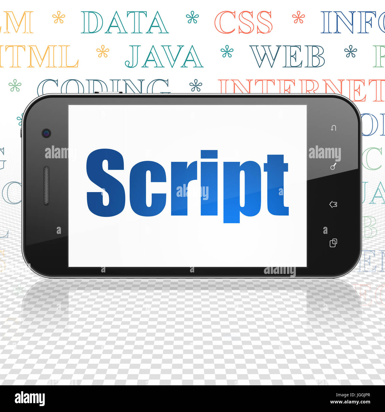 Programming concept: Smartphone with Script on display Stock Photo - Alamy