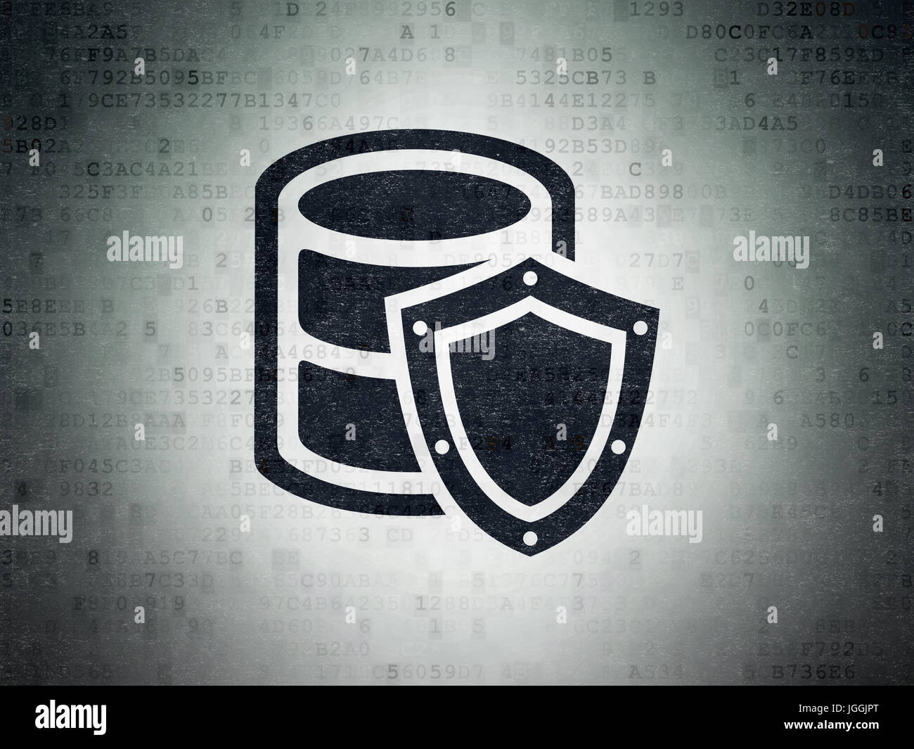 Database concept: Database With Shield on Digital Data Paper background ...