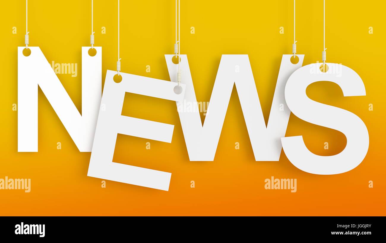 News hanging letters over orange background Stock Photo - Alamy