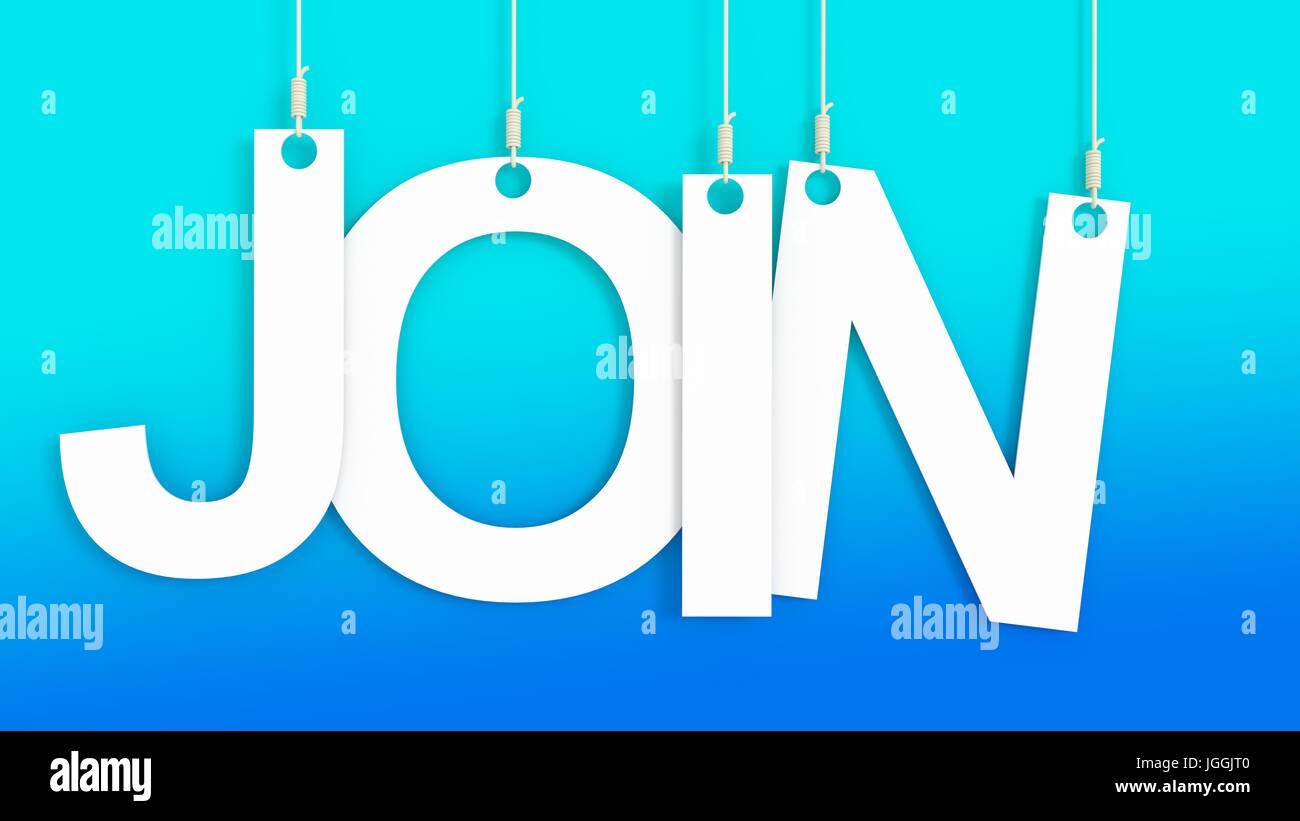Join hanging Letters over blue background Stock Photo - Alamy