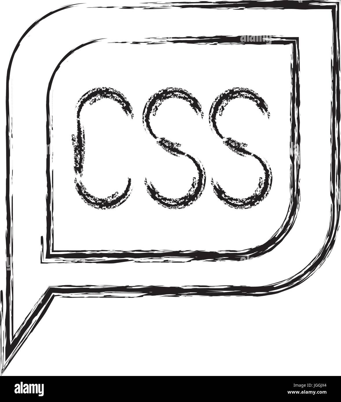 monochrome blurred silhouette dialogue square with tail with css symbol ...